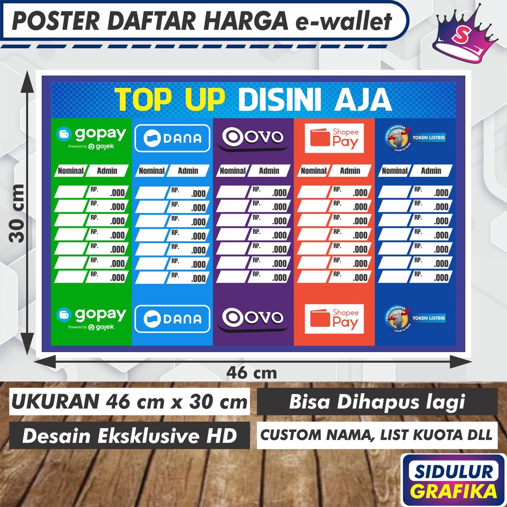 Jual Cetak poster A3 informasi poster daftar harga e-wallet | Shopee ...