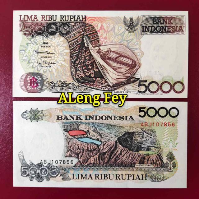 Jual uang kuno 5000 rupiah sasando. lima ribu Sasando tahun 1992 ...