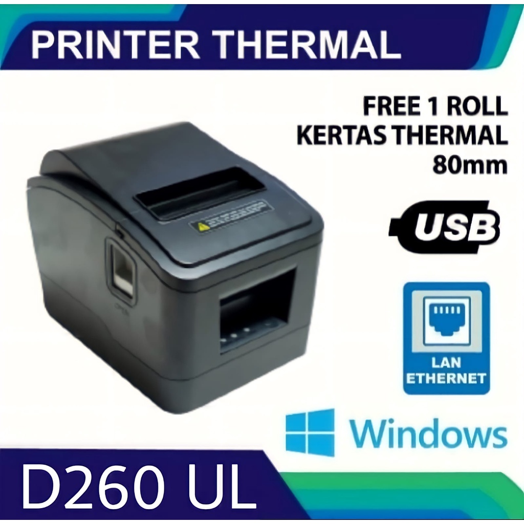 Jual PRINTER KASIR THERMAL AUTOCUTTER 80MM PORT USB + LAN IWARE D260 UL ...