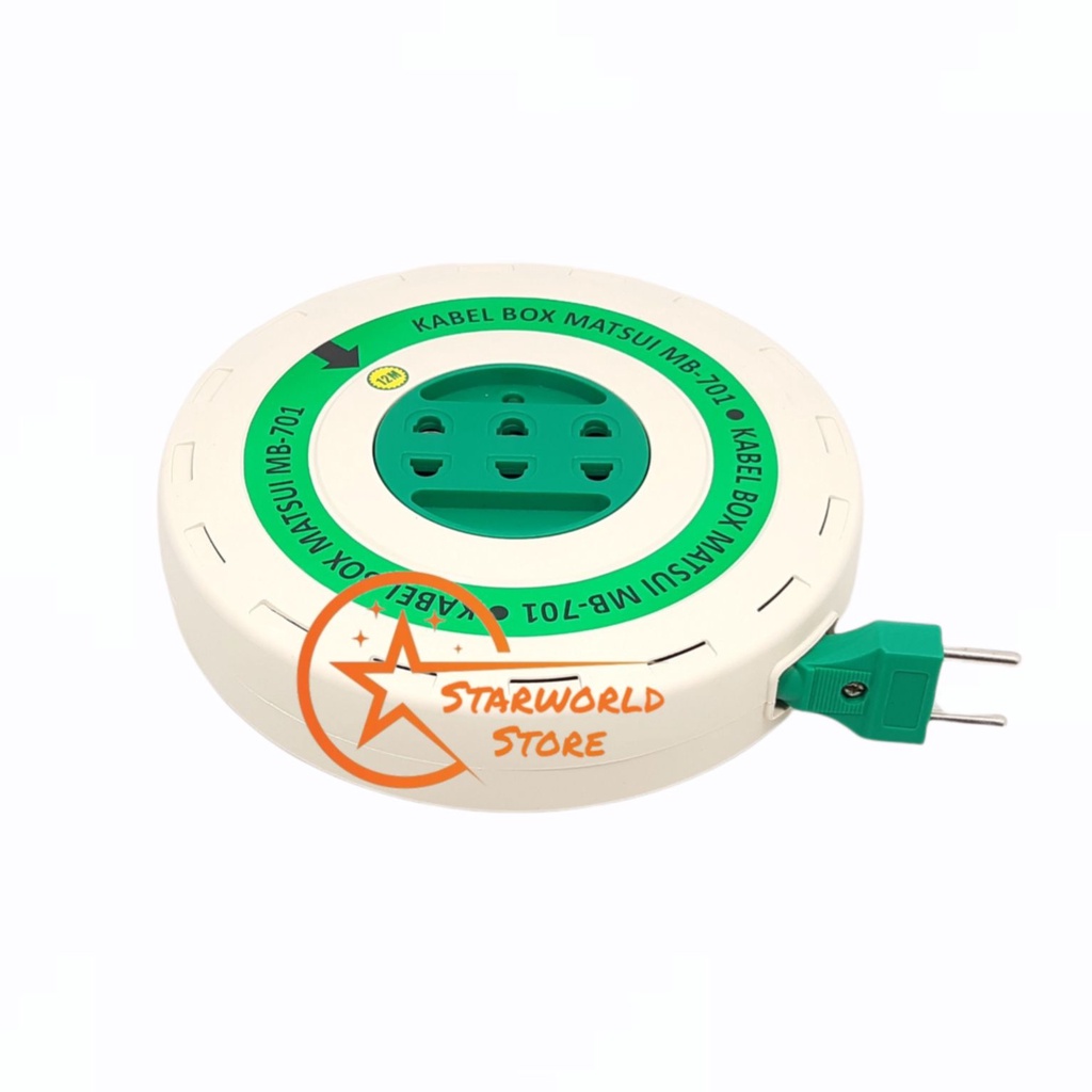 Jual MATSUI Kabel Roll Listrik / Box Kabel 3 Lubang Panjang Kabel 12 ...