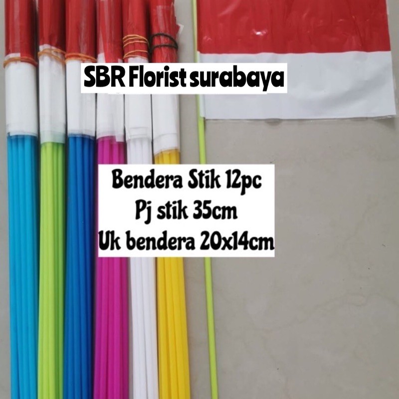 Jual Bendera Stik 17 agustus 20x14cm Bagus Merah Putih isi 12stik ...