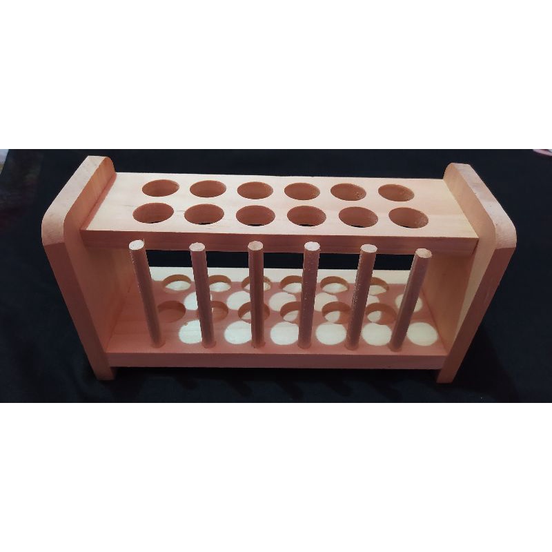 Jual Rak tabung reaksi kayu 12 lubang | Shopee Indonesia