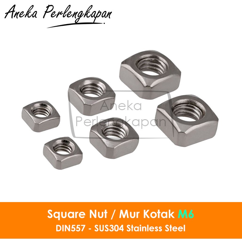 Jual DIN557 Square Nut / Mur Kotak Stainless Steel SUS304 M6 | Shopee ...