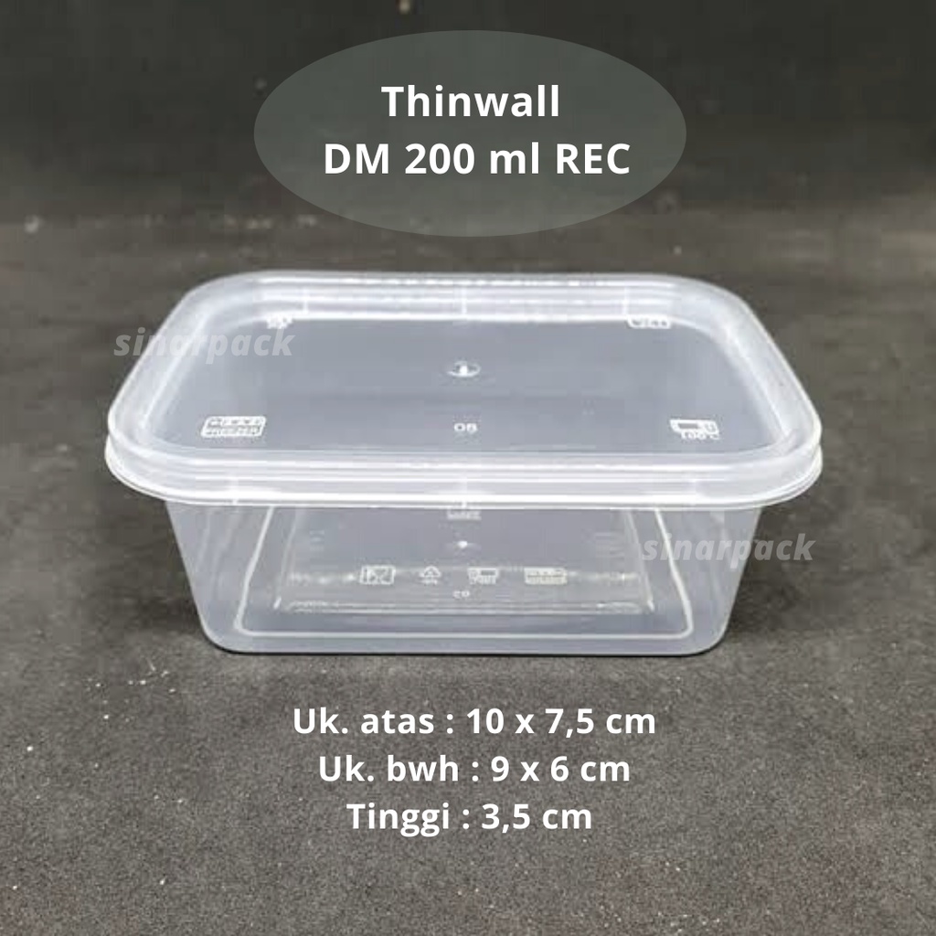 Jual Thinwall DM 200 ml REC - Kotak Makan Plastik Take away / Food Container Plastik | Shopee ...
