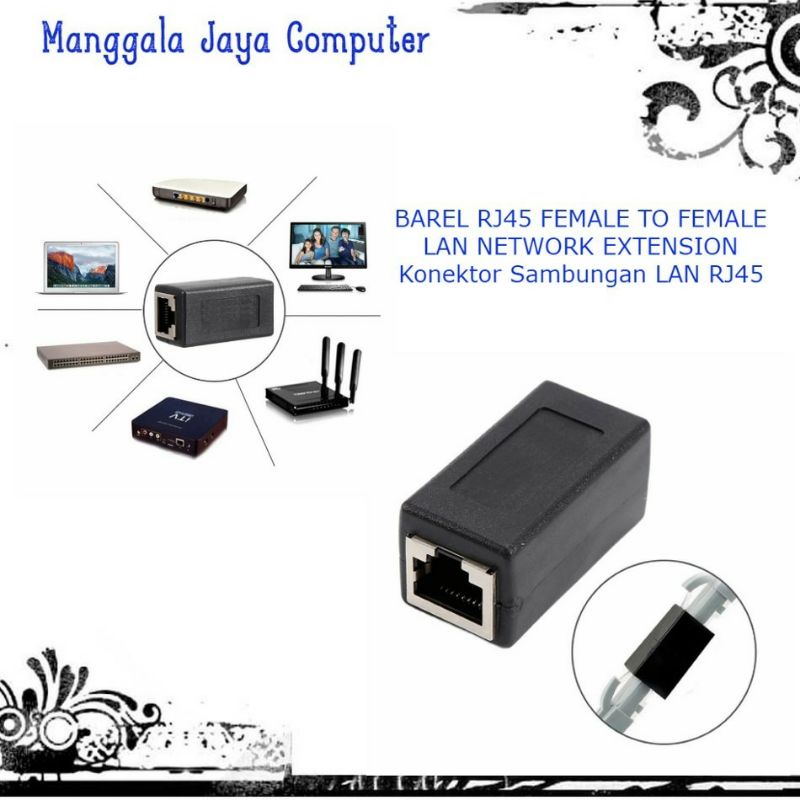 Jual Konektor Kabel LAN RJ45 Cat6 Female to Female Barel Sambungan ...