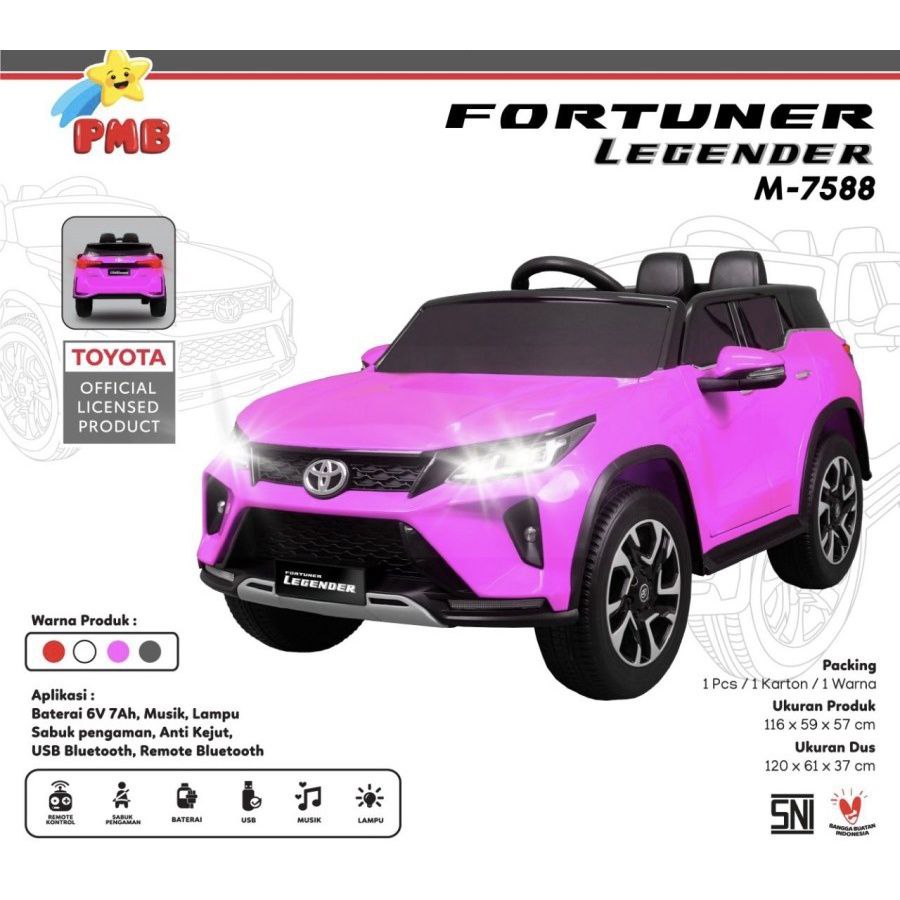 Jual Mobil Accu Aki Mainan Anak PMB 7588 fortuner | Shopee Indonesia
