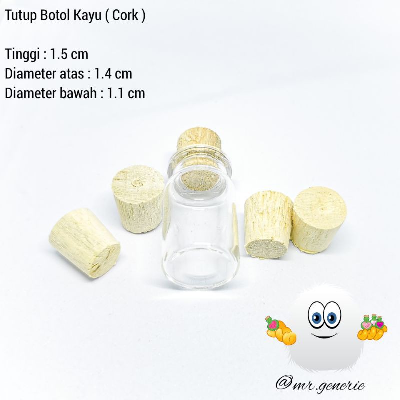 Jual Tutup Botol Kaca Gabus kayu / coklat / Bottle Cork Parfum Vial ...