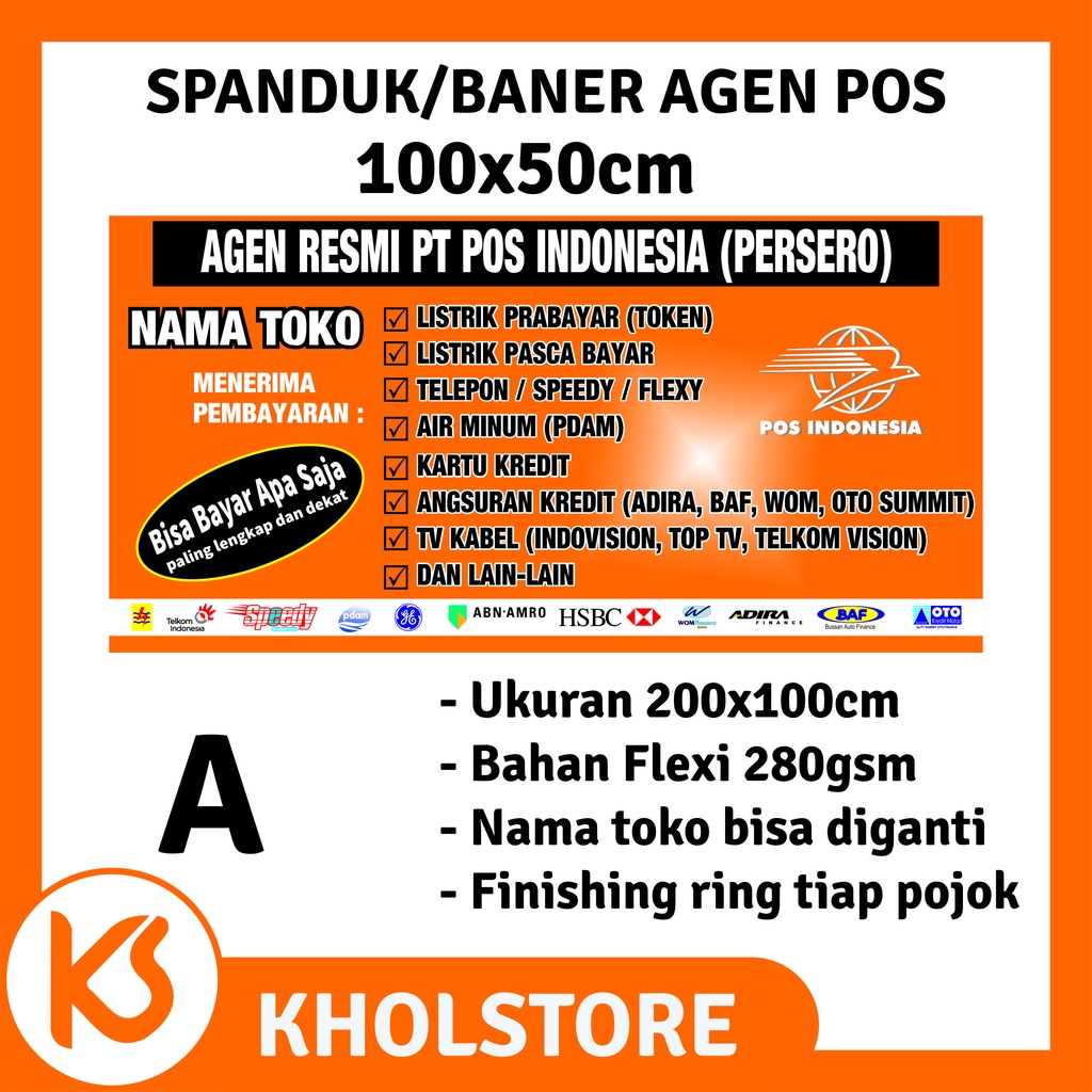 Jual Spanduk / Banner Agen Pos 100x50cm - Pos Indonesia - Pospay ...