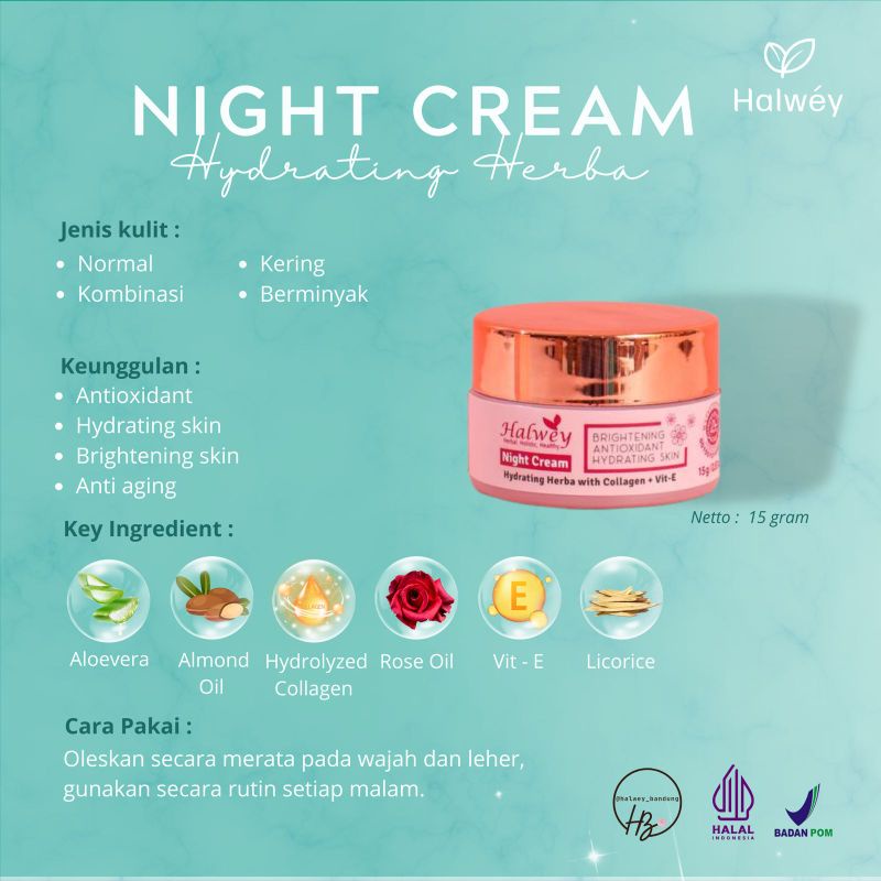 Jual Night Cream Hydrating Herba, mencerahkan dan glowing | Shopee ...