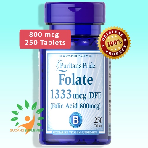 Jual Puritan's Pride FOLATE 800 mcg 250 Tab - Asam Folat - Folic Acid ...