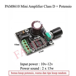 Jual Kit Modul PAM8610 Digital Amplifier Class D Potensio Pam 8610 ...