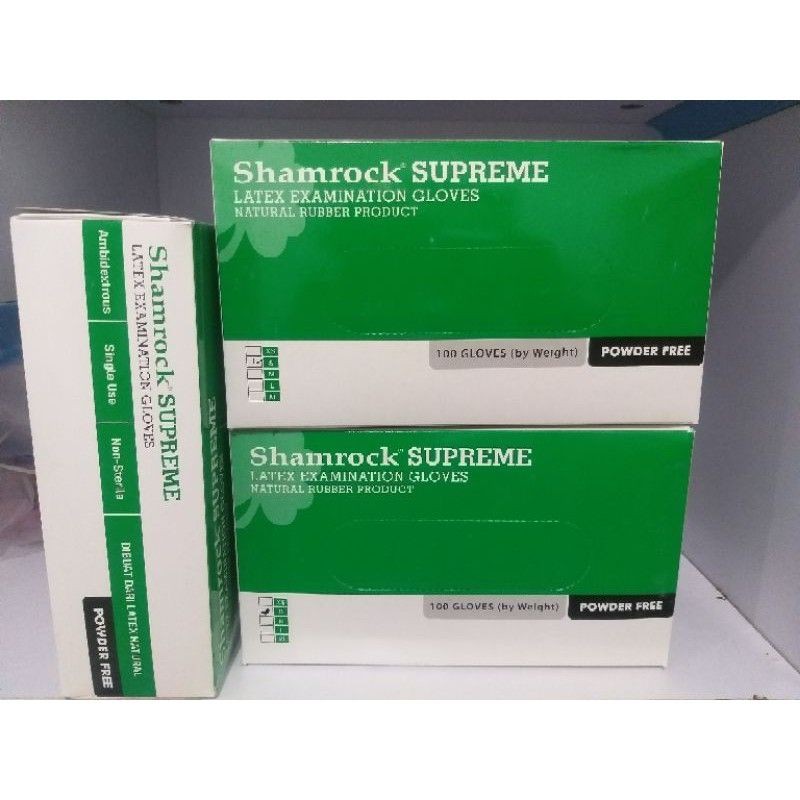 Jual Shamrock Supreme Powder Free Latex Examination Gloves | Shopee ...