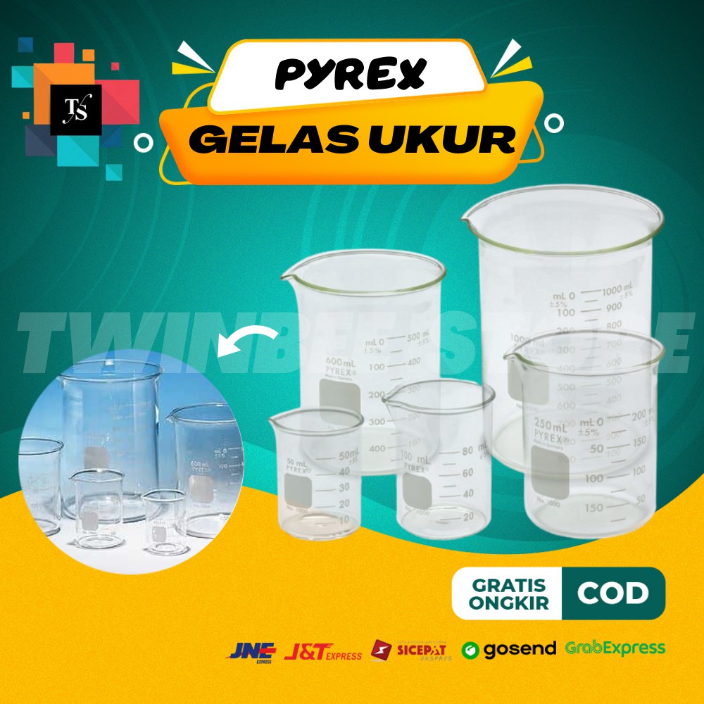 Jual PYREX Kaca Pyrex Gelas Ukur Kimia Alat Laboratorium 50ML 100ML ...