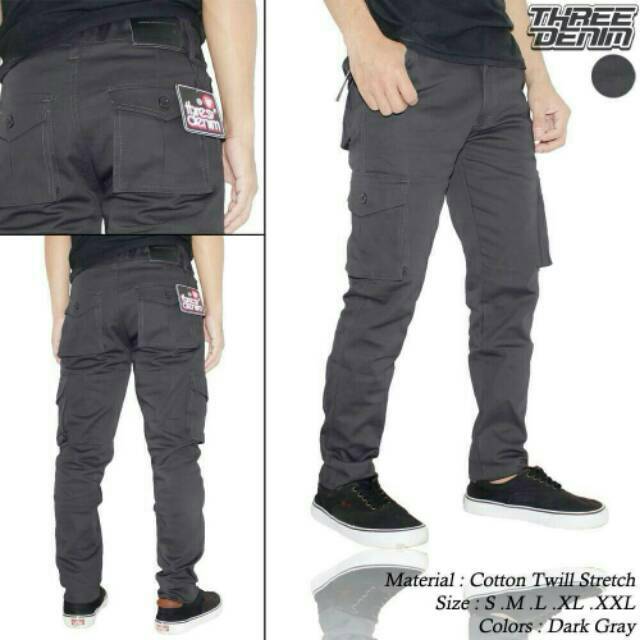 Celana Cargo Abu Tua / Cargo Pants Dark Grey | Shopee Indonesia