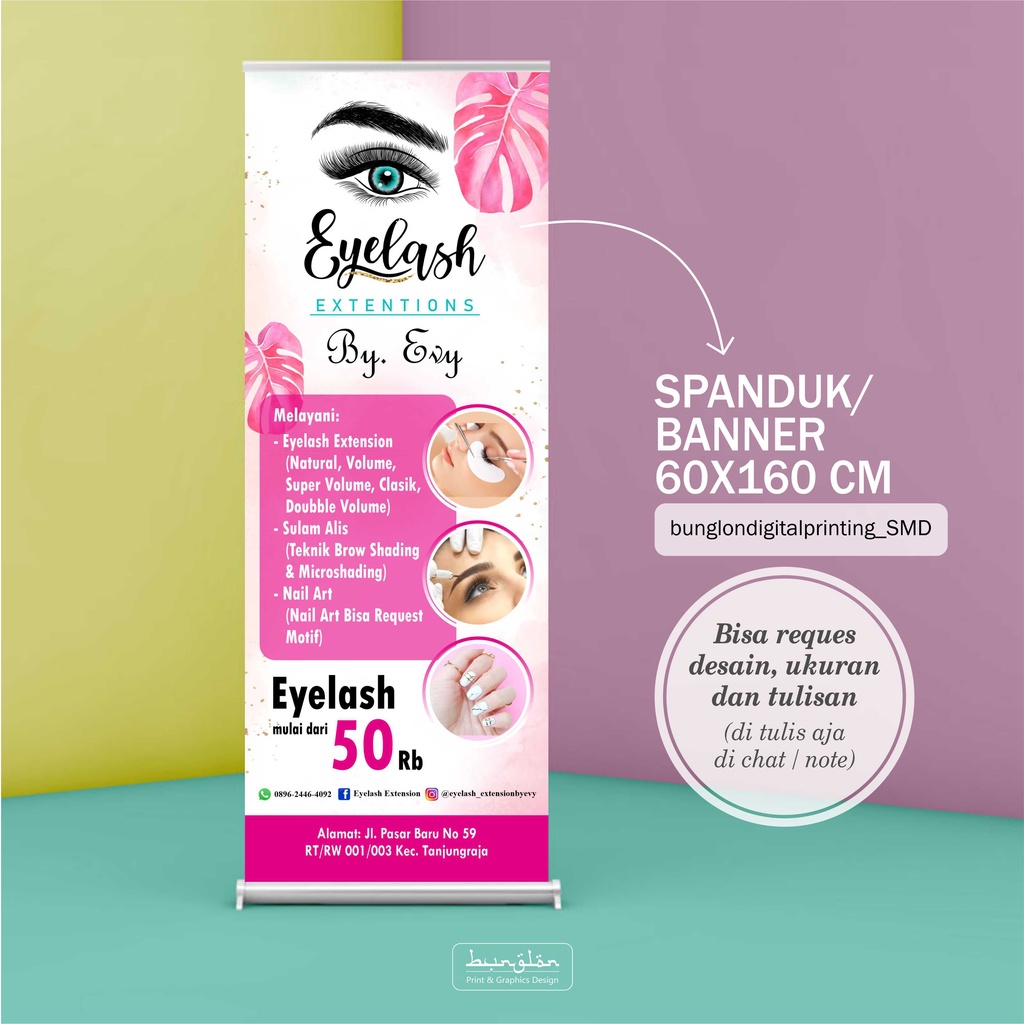 Jual Size 60x160 Cm, Spanduk Banner Eyelash, Salon, Nail Art, Dll ...