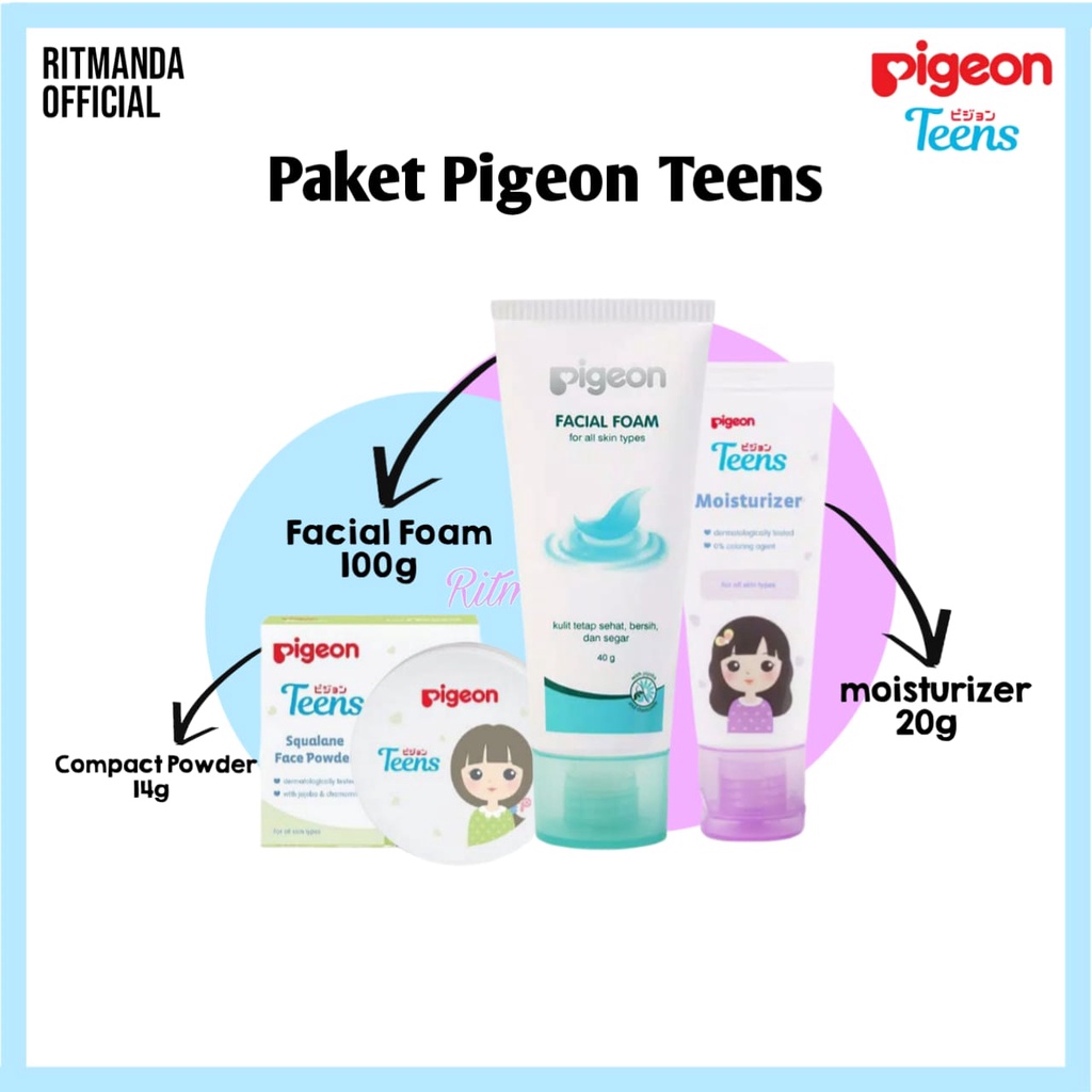 Jual PIGEON TEENS Paket Ekonomis Face Powder - 3pcs ( Foam 100gr ...