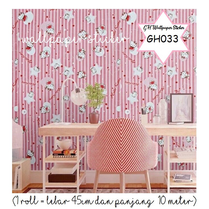 Jual Wallpaper Sticker Motif Hello kitty Ukuran 45cm x 10 meter | Shopee Indonesia