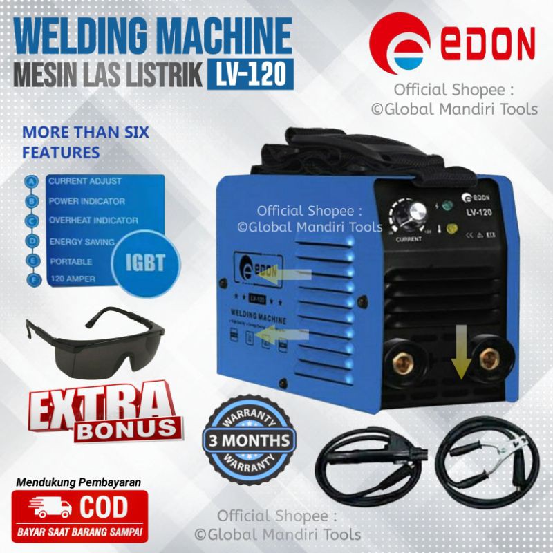 Jual Mesin Las 450watt Edon LV-120 Travo Las Inverter LV-120 IGBT EDON ...