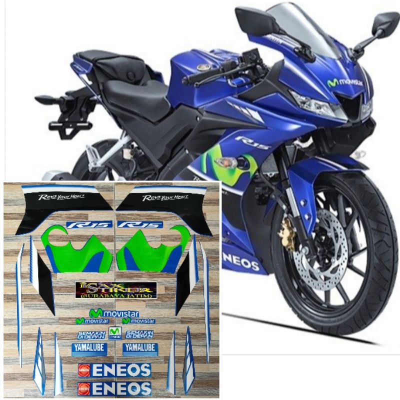 Jual striping original Yamaha R15 V3 biru Movistar tahun 2018 2019 ...
