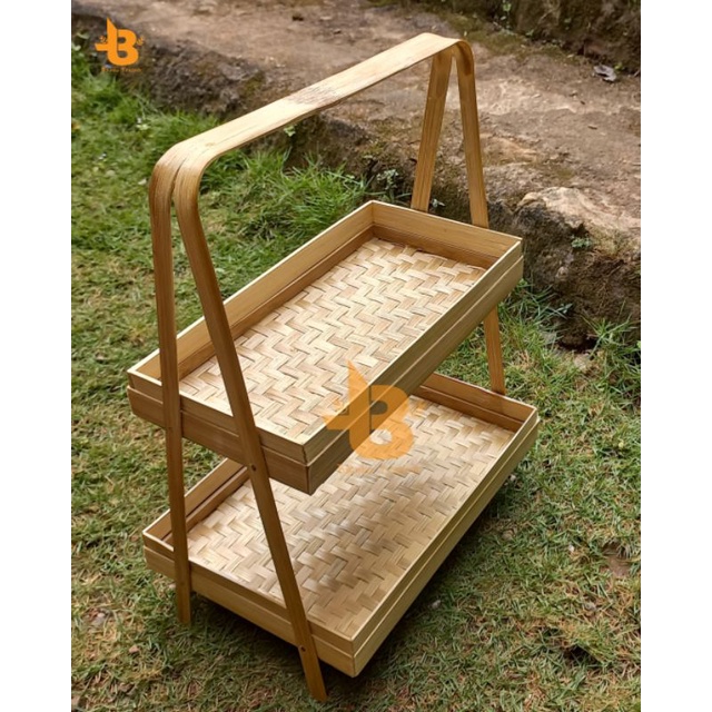 Jual Rak Bambu Susun 2 Kotak Wadah Bumbu Organizer Dapur Susun 2 ...