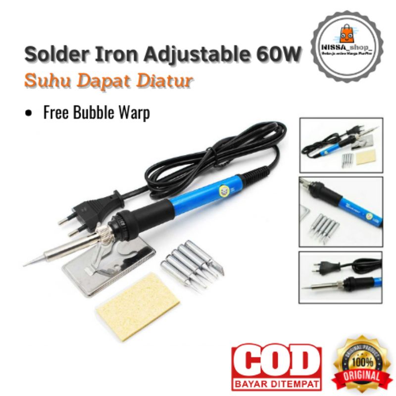 Jual [ORIGINAL 100%] SOLDER SET IRON ADJUSTABLE TEMPERATURE 60W WITH BONUS Indonesia|Shopee ...