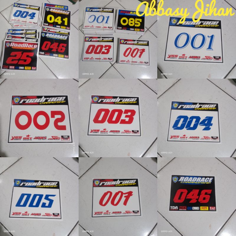 Jual Sticker RoadRace,stiker roadrace,stiker angka,stiker nomor ...