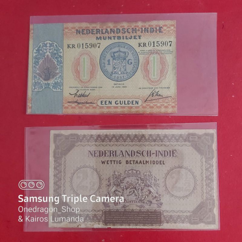 Jual Uang Kertas Kuno 1 Gulden Muntbiljet dan 2 1/2 Gulden Muntbiljet ...