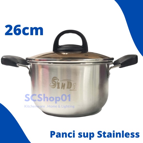 Jual Panci Sup / Soup Pot / Panci Stainless / Panci tutup Kaca SINDA ...