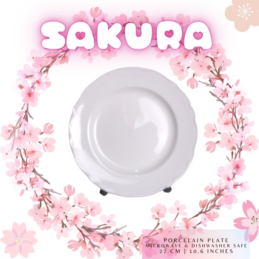 Jual SAKURA Porcelain Plate 27 cm | Piring Makan Porselin | Piring ...
