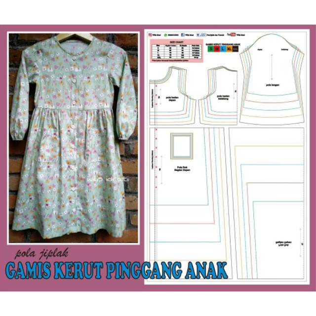 Jual Pola Jiplak Gamis Kerut Pinggang Anak-anak | Shopee Indonesia
