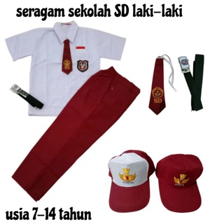 Jual SET LENGKAP SERAGAM SD MERAH PUTIH PANJANG//USIA 7-14 TAHUN ...