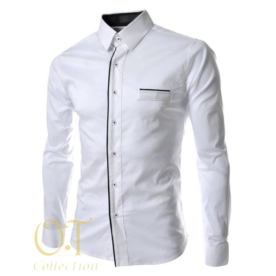 Jual Hem putih Kemeja putih Lengan Panjang Berkerah Pria | Shopee Indonesia