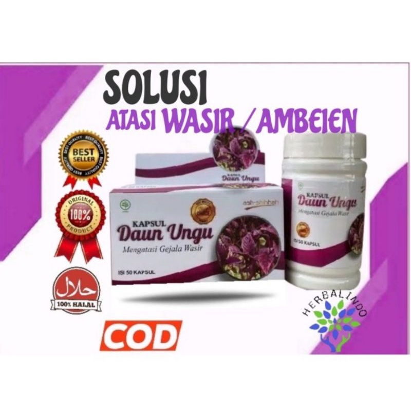 Jual Kapsul Daun Ungu Efektif Mengatasi Gejala Wasir Ambeien Paling Ampuh Isi 50 COD | Shopee ...
