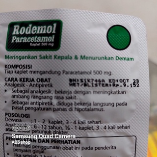 Jual RODEMOL PARACETAMOL 10 KAPLET 500MG 500 MG PARASETAMOL 1 STRIP ...