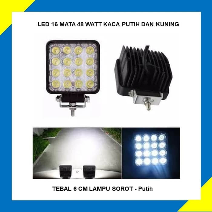 Jual LED TEMBAK SOROT LED KOTAK 16 MATA 48 WATT TEBAL 55mm | Shopee ...