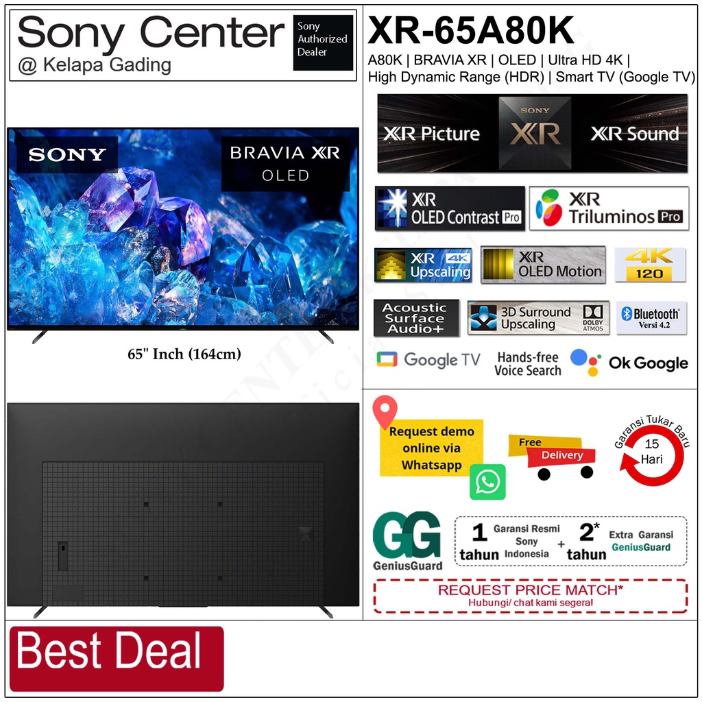 Jual SONY OLED TV XR-65A80K / XR65A80K / XR 65A80K BRAVIA XR OLED Ultra HD 4K HDR Smart TV ...