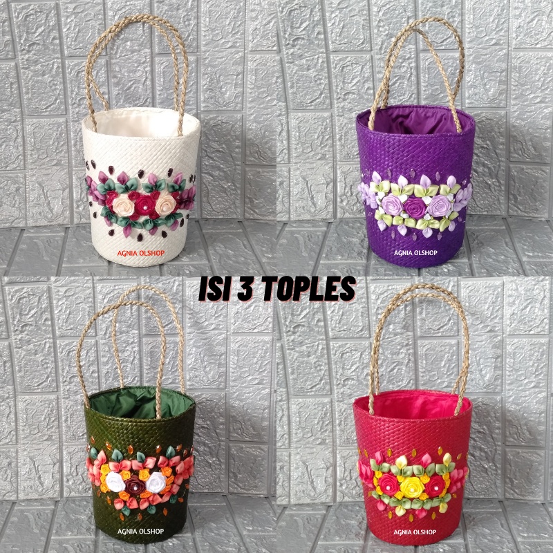 Jual Tas Hampers Bunga Isi 3 Toples Keranjang Hampers Anyaman Pandan ...
