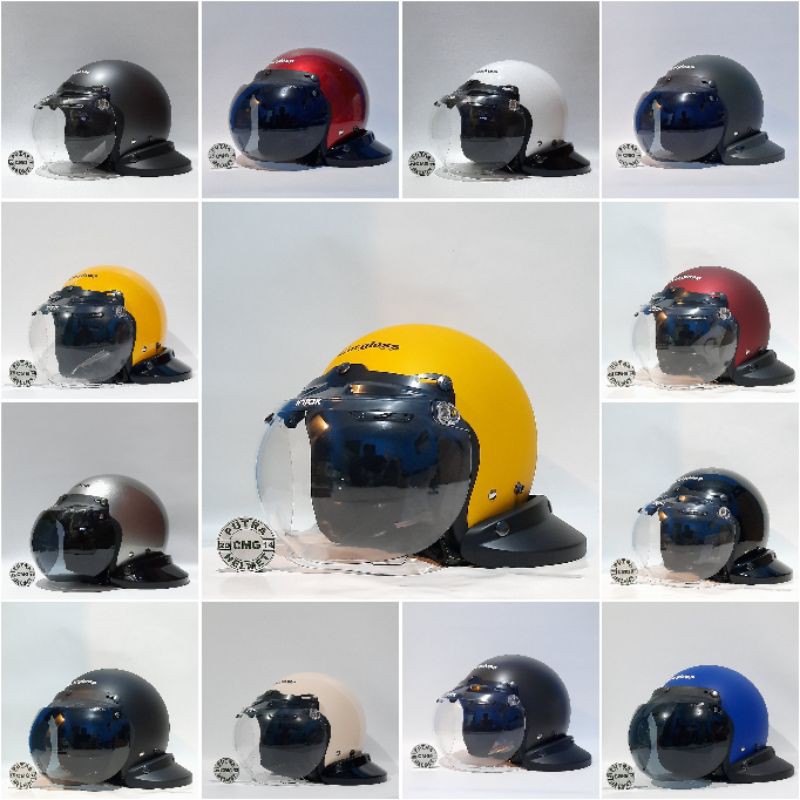 PROMO PAKET HELM CARGLOSS CARGLOS ORIGINAL Cfm retro KACA CEMBUNG ...