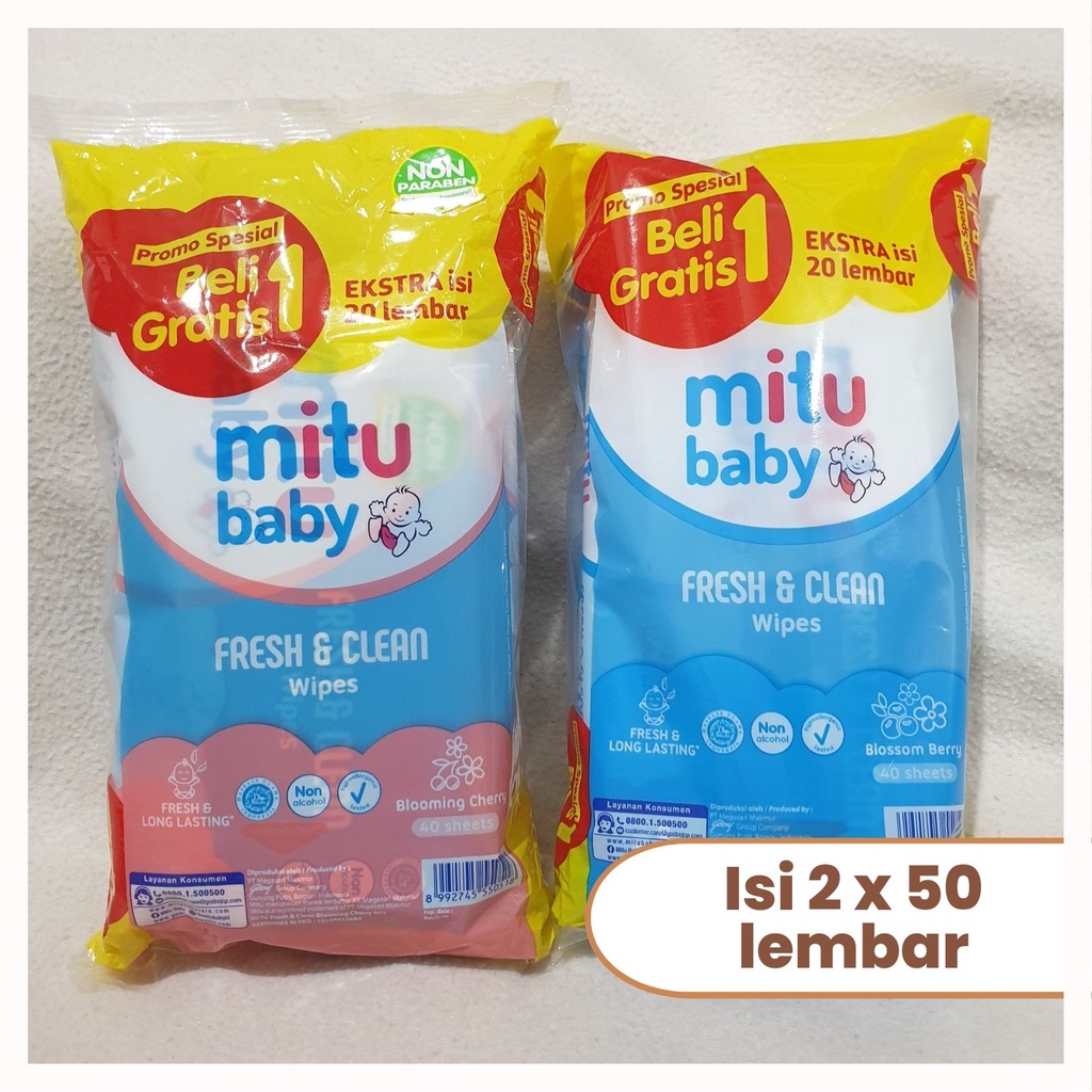 Jual Mitu Tissue Basah Bayi Buy 1 Get 1 (50s+50s) / Mitu Baby Wipes ...
