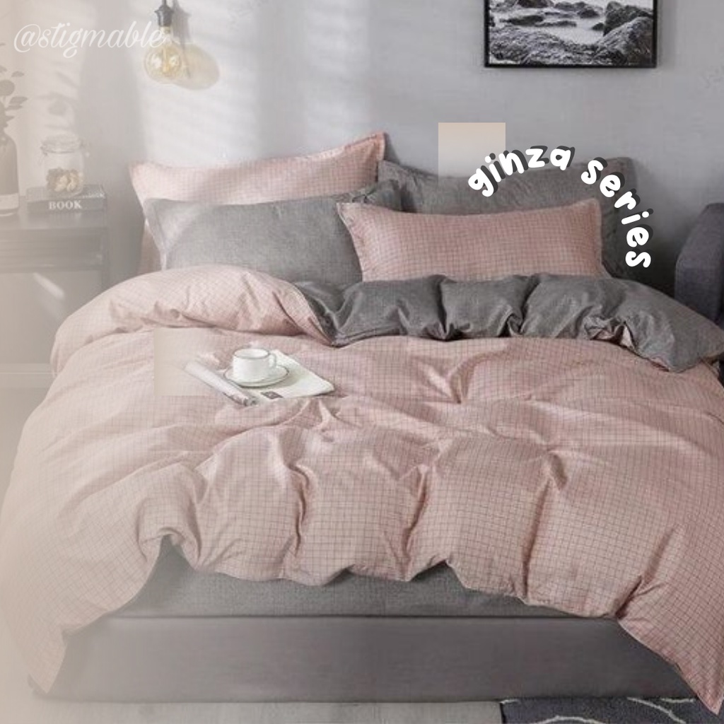 Jual [@stigmable] Bedcover Set Aesthetic Bedsheet Square Grid Kotak ala ...