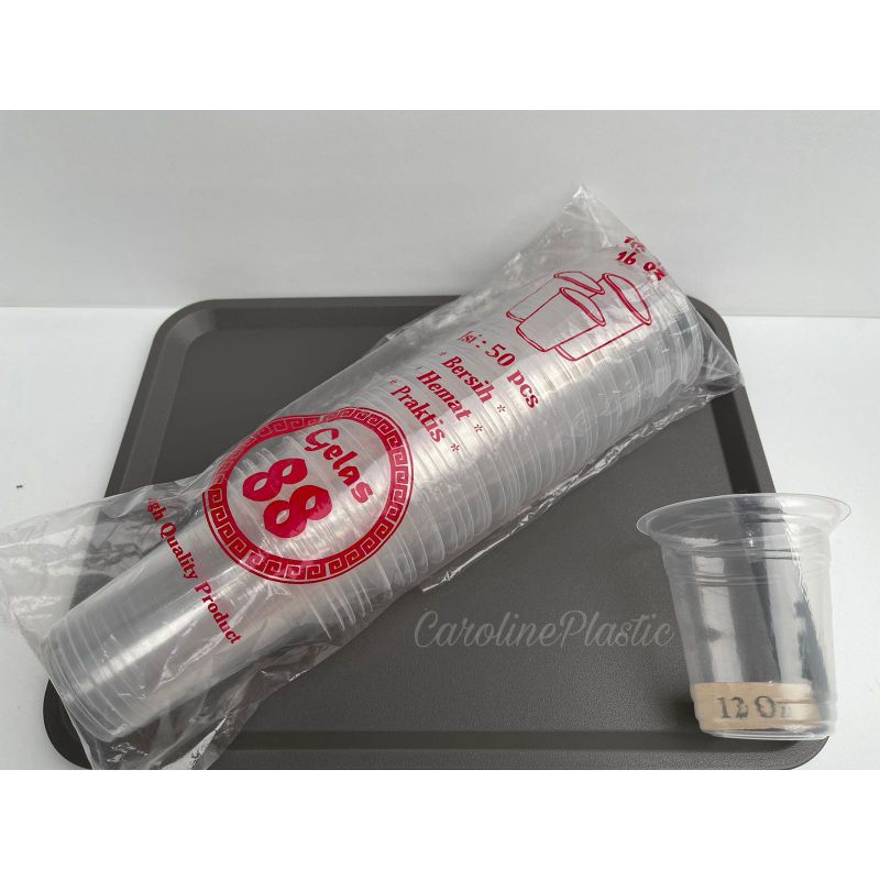 Jual Gelas Plastik Merk 88 12 Oz/ Cup Plastik/ Gelas Minuman | Shopee ...