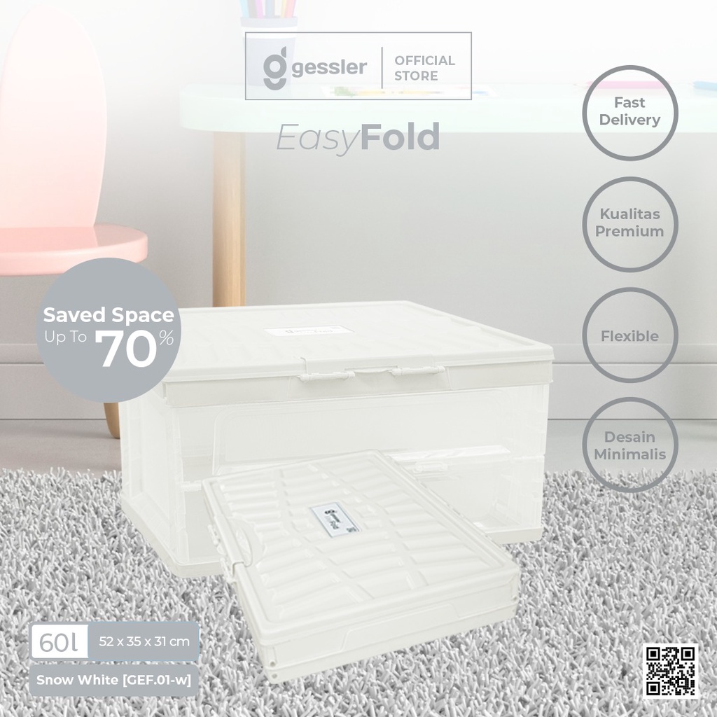 Jual Gessler Container Box Lipat Plastik Easy Fold | Warna Sisi Putih ...