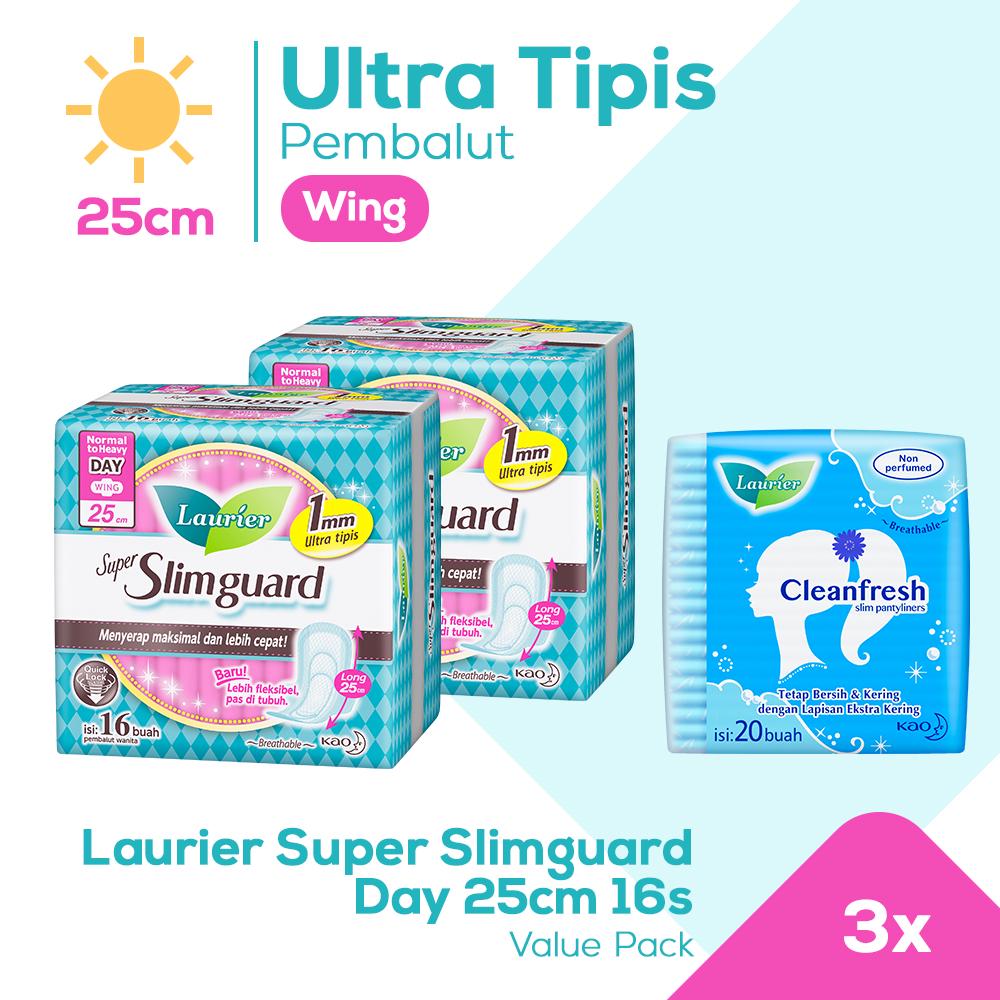 Jual Laurier Super Slim Guard 25 cm 2 x 700 gr + Laurier Pantyliner ...