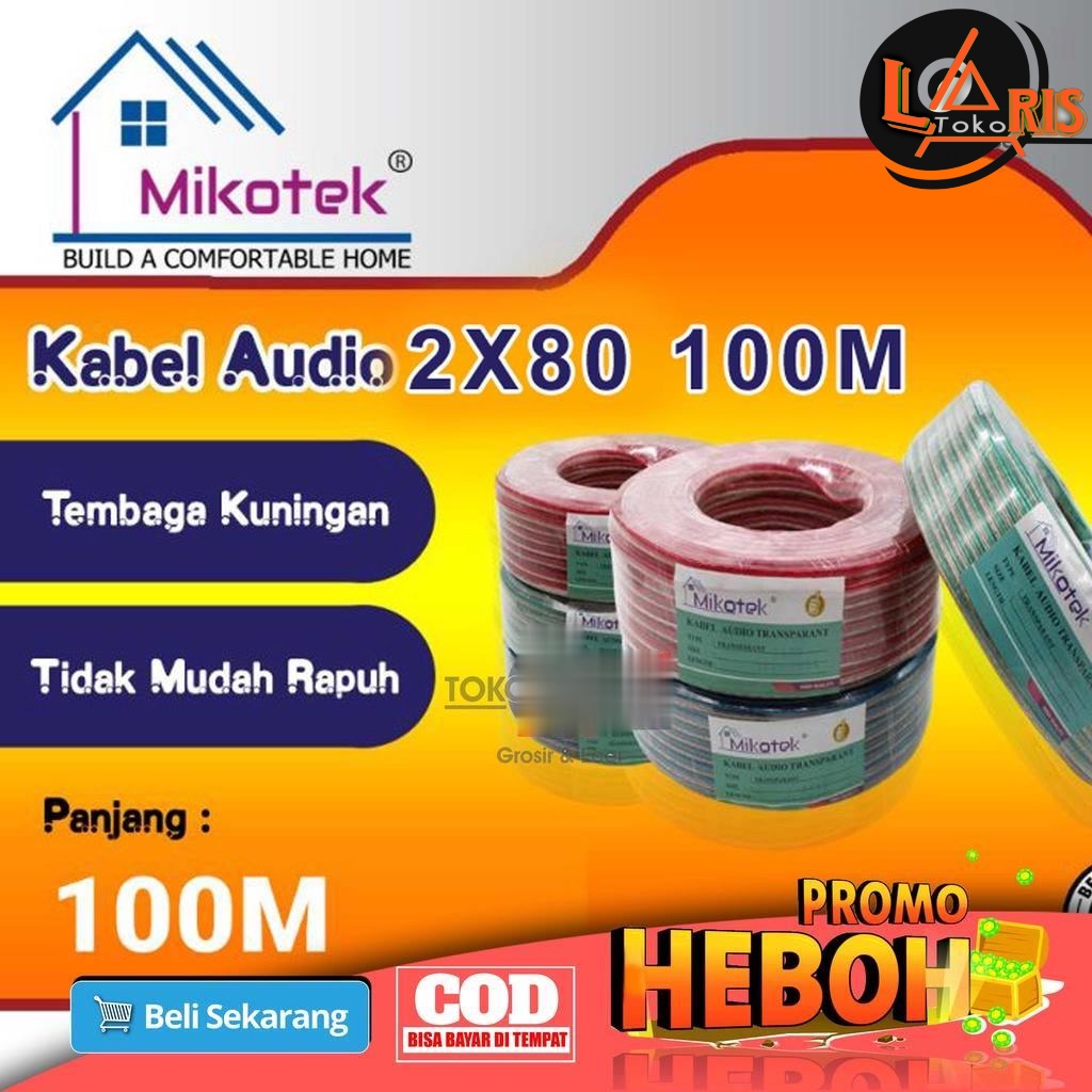 Jual Kabel Listrik Transparan Kabel Audio Serabut 100METER MIKOTEK NEW ...