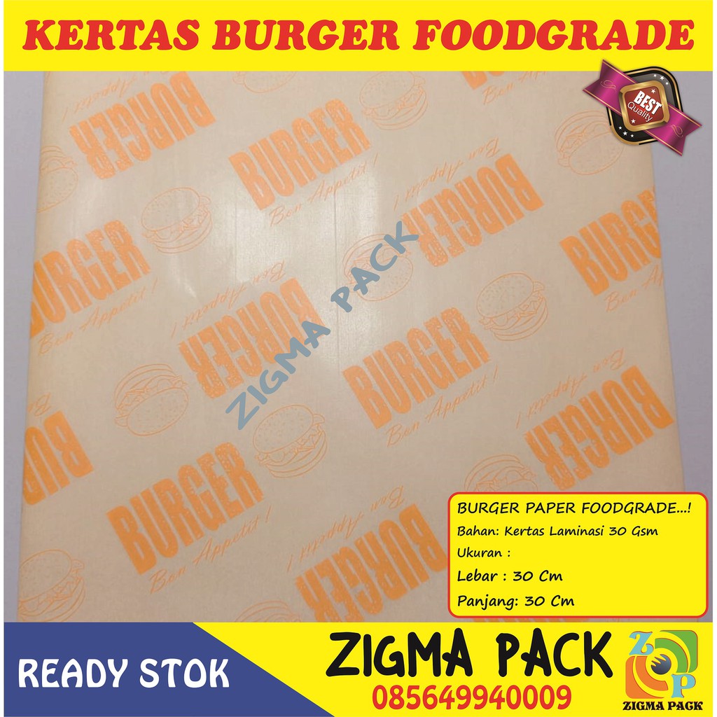 Kertas Burger 30x30 | Paper Wrap Motif | Foodgrade Paper | Kertas ...