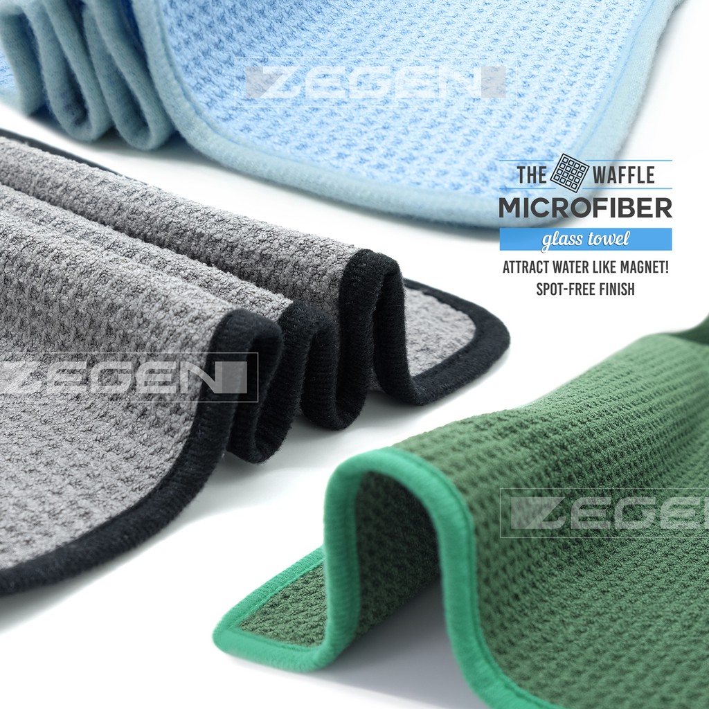 PREMIUM MICROFIBER WAFFLE GLASS & DRYING TOWEL / LAP KACA / LAP KERING ...