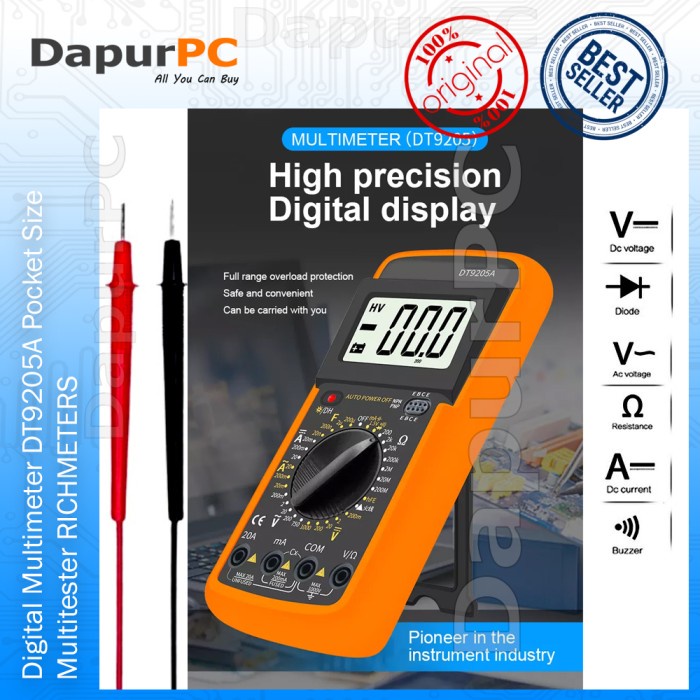 Jual Digital Multimeter DT9205A Pocket Size Multitester RICHMETERS ...