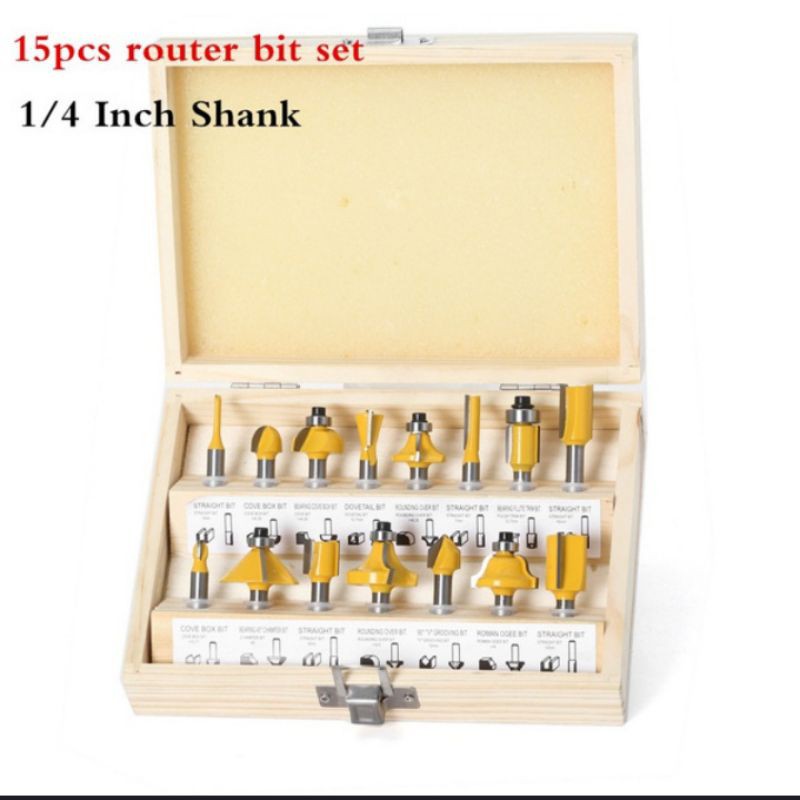 Jual Router bit set, mata profil, propil 15 pcs 1/4" | Shopee Indonesia