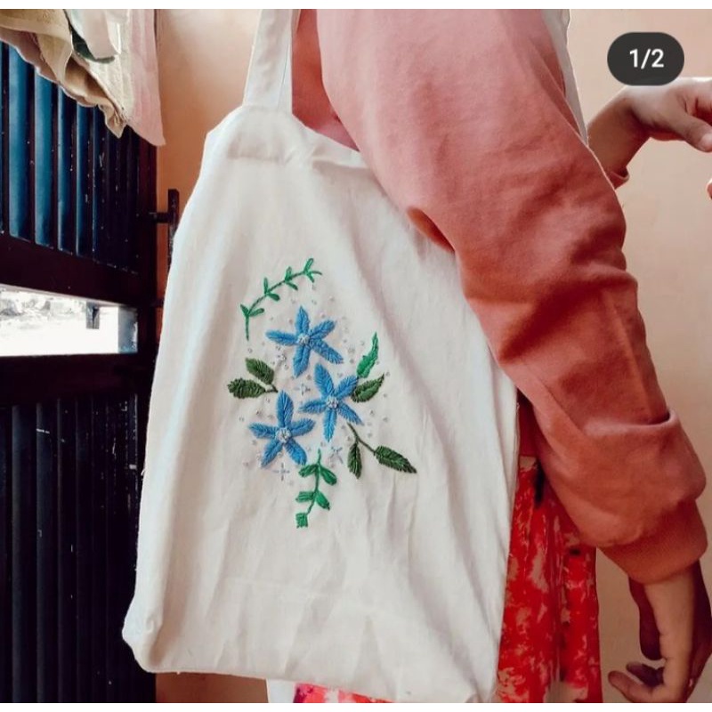 Jual COSTUM EMBROIDERY TOTE BAG-TOTE BAG COSTUME-tas sulam costum ...