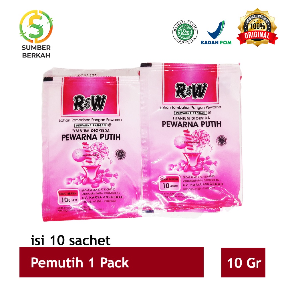 Jual Pewarna Putih Pemutih Makanan Rajawali R&W RW 10 g 1 Pack | Shopee ...